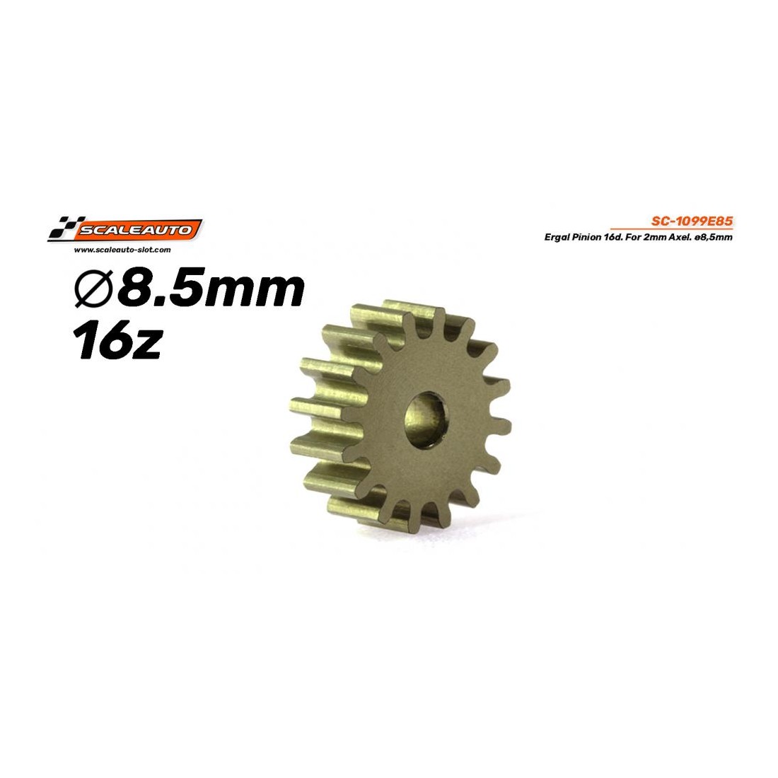 Scaleauto SC-1099E85 Piñón 16 dientes ergal diam 8.5mm